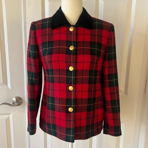 Talbots | Jackets & Coats | Vintage Talbots Pure Wool Red Tartan Plaid ...